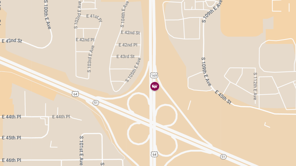 Tulsa, OK – Collision with Injuries on EB HWY 169 Expy Near 8500 Block