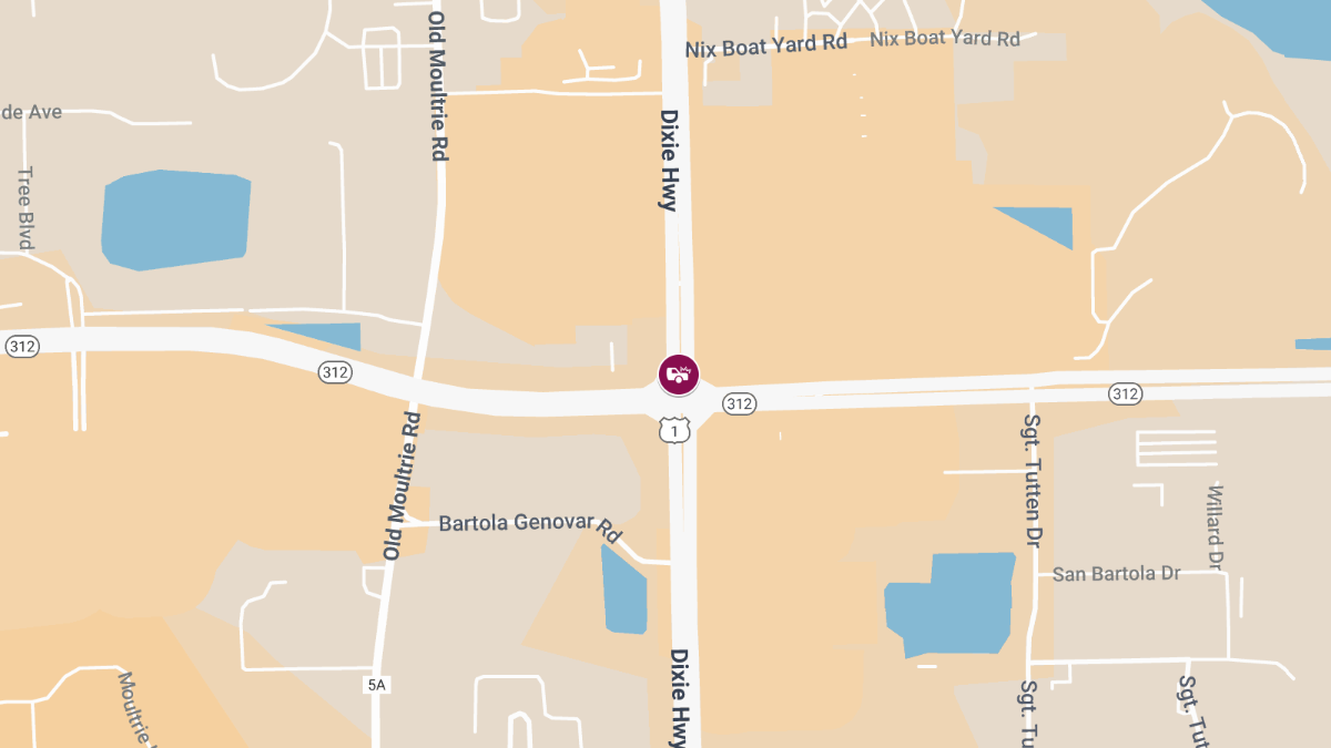 Saint Augustine, FL – Crash with Injuries and Roadblock on US-1 at SR-312